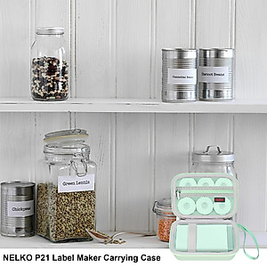 Elonbo Carrying Case for Nelko P21 / for TYPONOS P21 Label Maker Machine, Portable Bluetooth Label Printer Travel Bag, Small Mini Smart Phone Handheld Labeler Storage Holder, Pocket Fits Label Paper