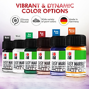 Marabu Easy Marble Paint Set - Primary Colors Starter Set - Marbling Paint Kit for Kids and Adults - Hydro Dipping Paint for Tumblers, Ceramic, Paper, Glass, Plastic - 6 x 15ml Bottles