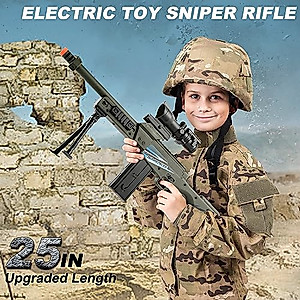 Automatic Sniper Rifle Toy Gun with Scope for Soft Guns Darts with 2 Magazines, Foam Blaster with 100 EVA Soft Bullets, Realistic Electric Machine Gun for Boy 8-12 Age, Birthday Gift for Kid and Adult