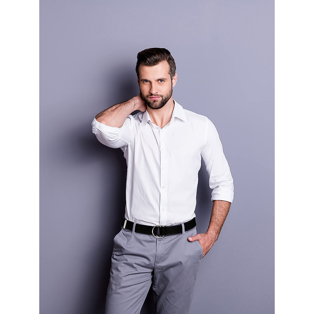 Geyoga 5 Pieces Canvas Belts D Ring Web Belt for Men Women, Fabric Belt with Double Buckle for Pants Skirts Shirts Christmas Favor