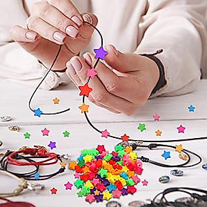 500 Pieces Star Pony Beads Large Hole Beads Multi Color Acrylic Beads Bracelet Kawaii Rainbow Necklace Jewelry Making Craft Beads for Christmas Valentine's Day Present