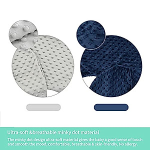 Minky Nursing Pillow Cover, 2 Pack Nursing Pillow Slipcover for Breastfeeding Pillow Slipcover Fits Nursing Pillow, Soft Snug for Infant & Baby Boy Girl (Grey & Blue)