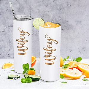 Qtencas Valentine's Day Gifts for Wife Bride Skinny Tumbler, Wifey Stainless Steel Insulated Tumbler, Wife, Bride, Bride to be Her Birthday Wedding Engagement Bridal Shower Tumbler(White, 20 oz)