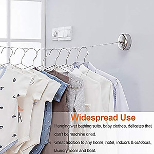 MANGZ Retractable Clothesline 304 Stainless Steel Heavy Duty, 12.5 Feets, Adjustable Stainless Steel Rope String Clothes Line for Drying in Hotel, Bathroom, Laundry,Outdoor and Indoor Wall Mounted