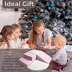 Wonder Space Tiny Climb and Crawl Soft Foam Play Set, Indoor Room Preschool Corner Baby Stage Slide Activity Play Structure, Motor Skills Early Development Gym Toy for Toddlers and Kids (Pink)