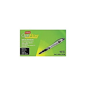 STAPLES 704788 Optiflow Needle-Tip Rollerball Pens Fine Point Black Dozen (15194)