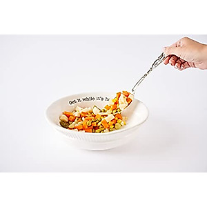 Mud Pie, White Vegetable Serving Bowl Set with Slotted Spoon, 9x6.5x2.5