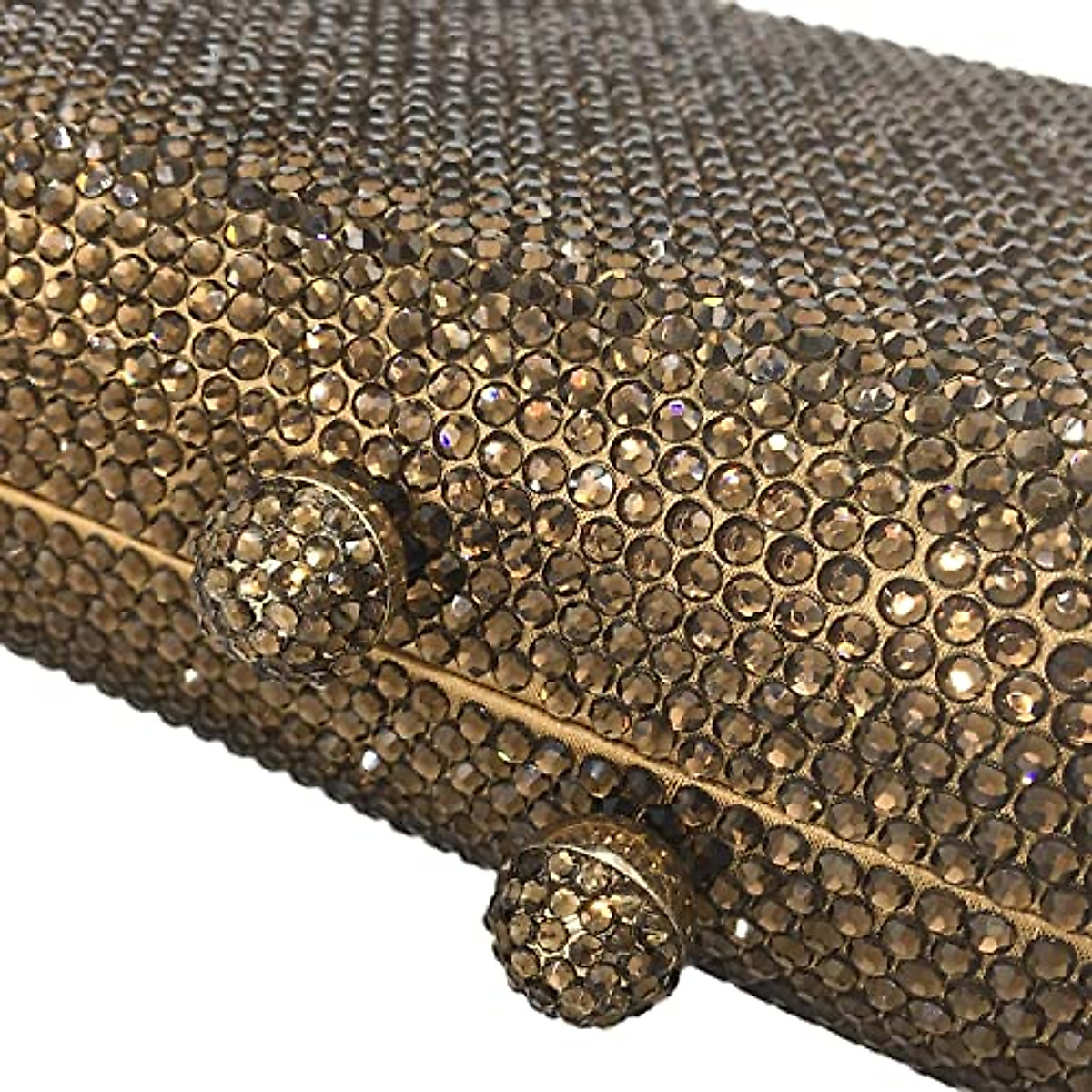 Elegant Long Crystal Box Clutch Evening Bag for Women Wedding Handbags Party Rhinestones Purse (Small,Bronze)