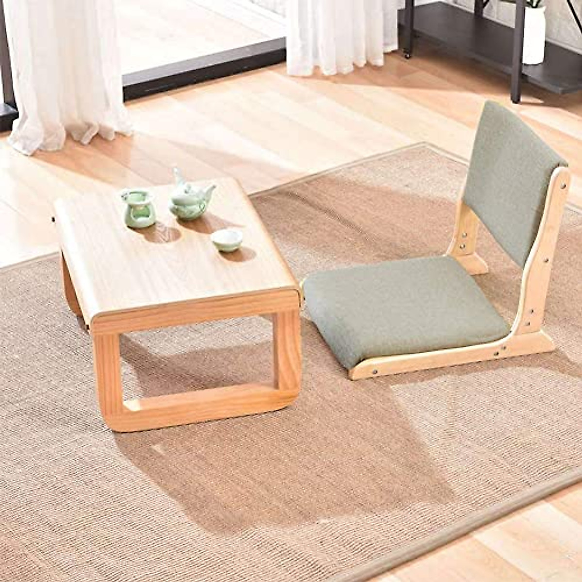 GGCG Tatami Chair Accent Furniture,Foldable Meditation Floor Chair, Living Room Chair Floor Seat, Portable Japanese Legless Chair,Lazy Sofa for Bay Window Meditation Reading,Balny Chair with Cushion