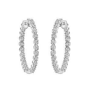 Beyond Brilliance 1.00 Carat Natural Diamond Hoop Earrings in Sterling Silver | Inside-out Round Cut | Hypoallergenic | Fine Jewelry for Women | Gift Box Included