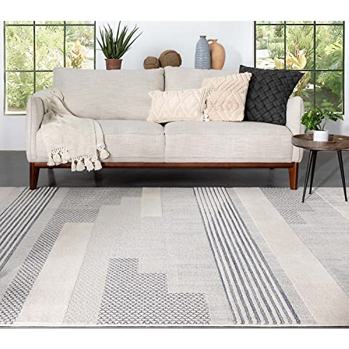 Well Woven Brer Light Blue Abstract Geometric Tribal Area Rug (7'10" x 9'10")