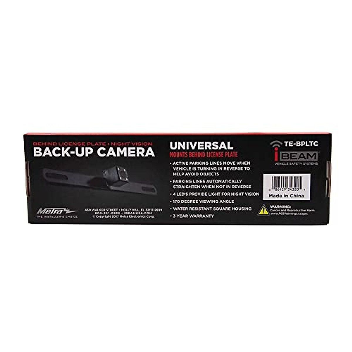 iBeam Behind LIC Plate Cam Active-Park Lines and Led Night Vision