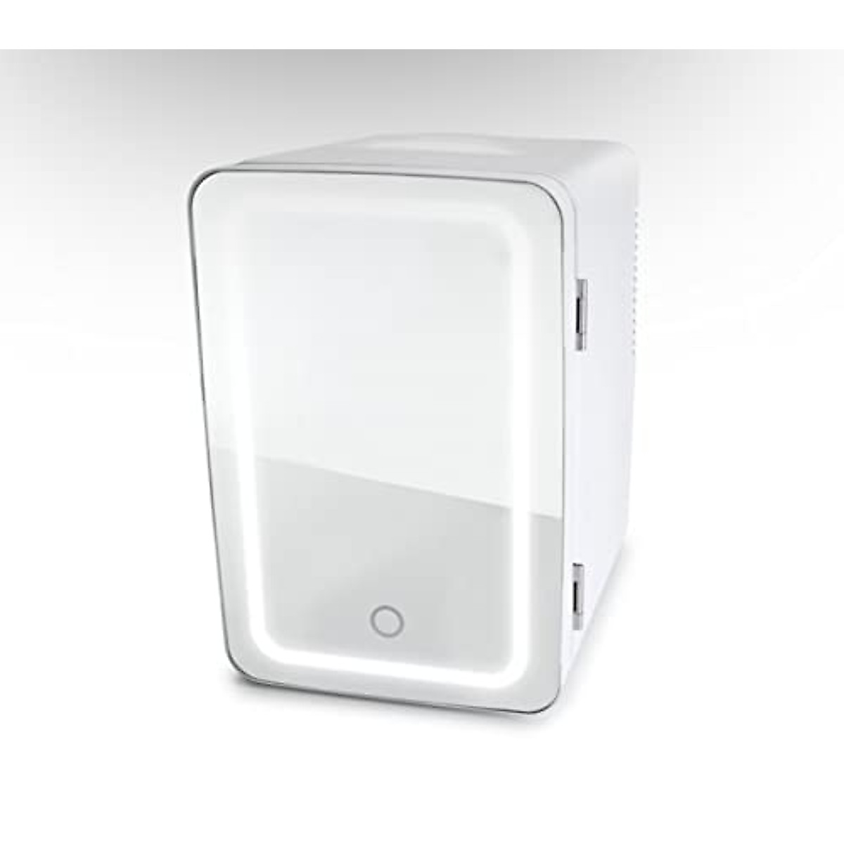Personal Chiller LED Lighted Mini Fridge with Mirror Door Refrigerator, White