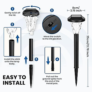 GIGALUMI Solar Outdoor Lights,Solar Lights Outdoor Waterproof 16 Pack,Cool White Solar Pathway Lights for Outside,Outdoor Lights Solar Powered Garden Decoration for Pathway,Patio,Lawn,Yard