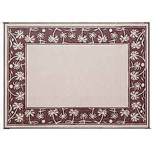 Stylish Camping Outdoor Patio / RV Camping Mat - Palm Tree (Brown/Beige, 9-Feet x 12-Feet) - 209127