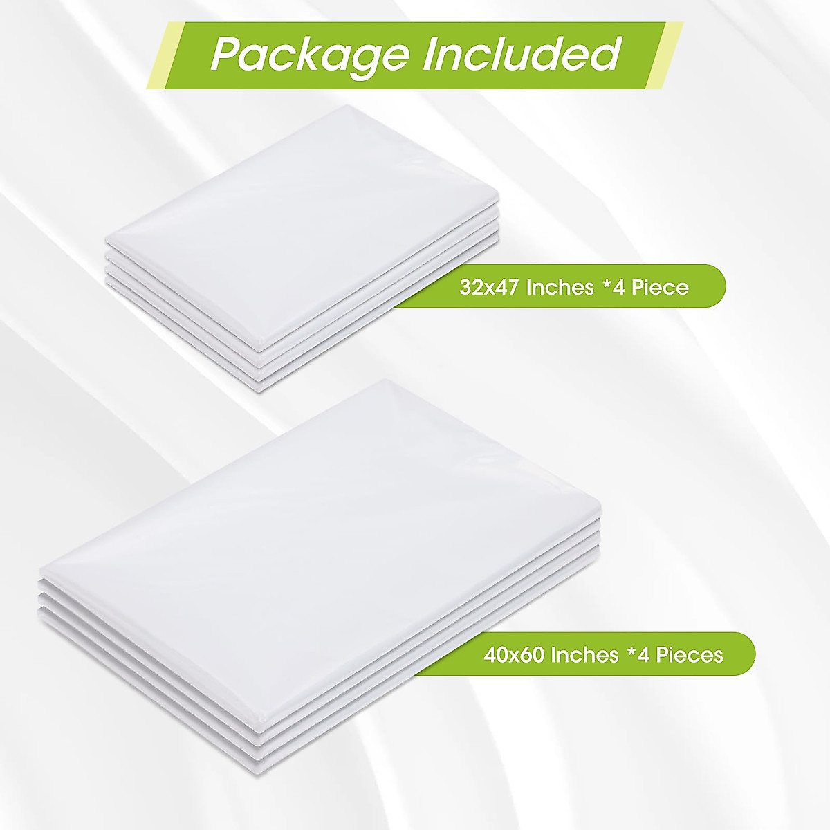 8 Pack Extra Large Clear Plastic Bags, 2 Sizes Large Big Jumbo Giant Storage Bags 40x60 Inches and 32x47 Inches, Heavy Duty Plastic Bags for Luggage, Suitcase, Furniture and Kids Bike