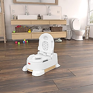 Fisher-Price Home Decor 4-in-1 Potty – Modern Infant to Toddler Potty Training Toilet and Step Stool with Removable Potty Ring, HBX68
