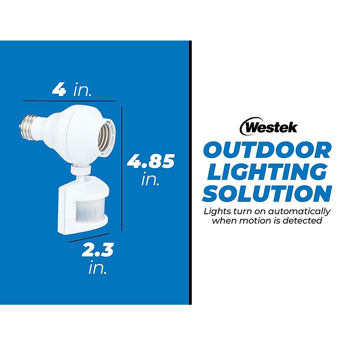 Westek Screw In Motion Sensor Light Socket for Outdoor Lighting - This Motion Sensor Light Socket Adapter Turns On Lights When Movement is Detected, 20ft Distance - (OMLC163BC)