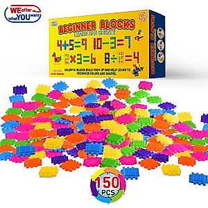 WEofferwhatYOUwant Educational Interlocking STEM Building Blocks 150 Pieces. Build Toy Accessories, Cubes, Shapes and More for Ages 3 Year and Up