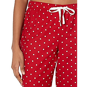 Amazon Essentials Women's Flannel Pajama Sleep Pant, Red White Dots, XX-Large