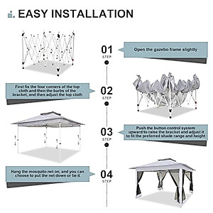 COBIZI 12x12 Pop up Gazebo on Clearance with Mosquito Netting,carpas para Patio Deals,Outdoor Canopy Tent with Portable Carrying Bag, Patio Gazebo for Garden Backyard, Lawn & Beach,Grey