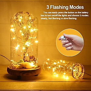 MUMUXI LED Fairy Lights Battery Operated String Lights [20 Pack], 7.2ft 20 Mini LED Lights Battery Powered White Twinkle Lights | Waterproof Copper Wire Lights Firefly Lights Mason Jars, Warm White