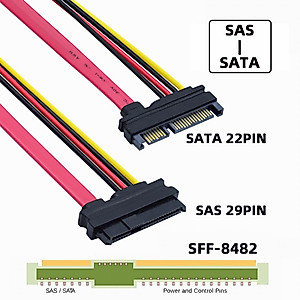 ChenYang SAS to SATA Cable,SFF-8482 SAS 29Pin to SATA 22Pin Hard Disk Drive Raid Extension Cable