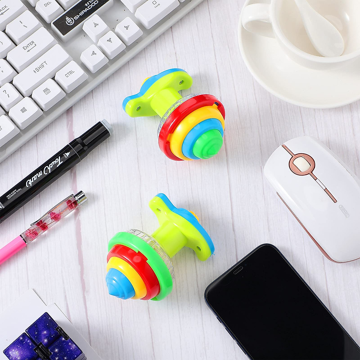 16 Pieces Light up Spinning Tops for Kids, LED Light up Flashing UFO Spinning Tops Gyroscope Novelty Bulk Stocking Stuffers for Birthday Party Favors Games Presents