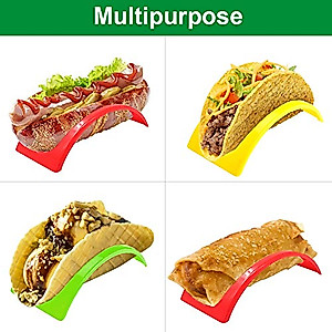 ForTomorrow Taco Holder Stands Set of 18 Hard Plastic Taco Shell Holders Rack, BPA Free for Microwave and Dishwasher Taco Tuesday Party Tray (Red, Yellow, Green)