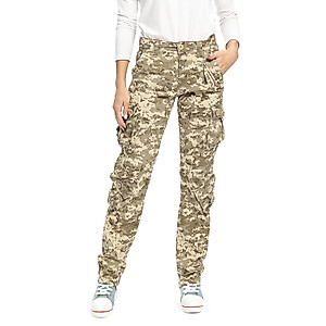 Mesinsefra Womens Cargo Pants with Pockets, Outdoor Casual Ripstop Military Combat Construction Work Pants Camo S - 8