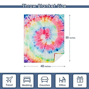 Fleece Throw Blanket for Couch, Patterned Warm Comfy Flannel Throw Blanket Fuzzy Ultra-Soft Cozy Microfiber Plush Blanket 330GSM for Sofa Bed Office All Season Use (40" x 50", Rainbow Tie Dye)