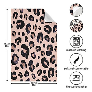senya Pink Black Leopard Kitchen Towels 4 Pack, Absorbent Hand Towels Fast Drying Dish Cloths Tea Towel 28 x 18 in