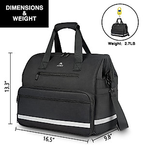 MATEIN Medical Bag, Large Water-Resistant First Aid Bags with Many Pocktets for Nursing, Portable Clinical Home Health Bag Doctor Bag Nurse Gifts for Home Visits, Health Care, Hospice, Black