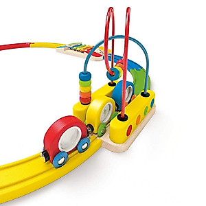 Hape E3815 Rainbow Sights & Sounds Toddler Wooden Railway, Multicolor