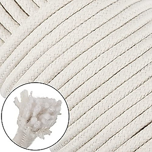 JOIKIT 1/4 Inch 328 Feet White Natural Cotton Rope, Clothesline Rope, All Purpose Braided Cord for DIY Craft Projects, Rope Basket, Potted Plants and Hanging Laundry