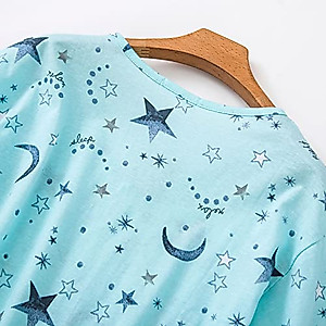 Women Short Sleeve Pajama Set Tops with Capri Pants Cartoon Print Sleep Shirt Two Piece Sleepwear Pj Set Green Star 2XL