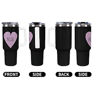 Puggle Love 40oz Water Bottle Double Wall Insulated Tumbler with Handle Leakproof Travel Mug White-style