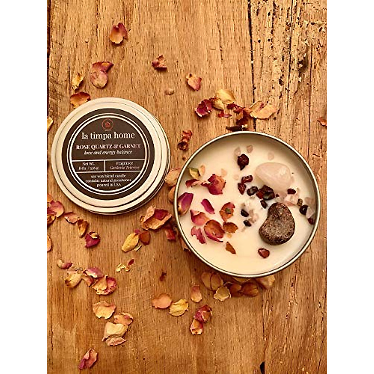 Intention Candle, Love and Energy Balance, Gemstones - Soy Candles for Prosperity, Ritual and Meditation. Explore now!