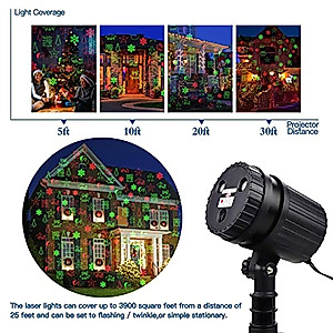 Christmas Laser Lights, Christmas Lights Projector Outdoor Christmas Decoration, Led Decorative Projector, Remote Control, 8 Patterns Decorative Light for Outdoor Indoor, Xmas, New Year, Yard, Patio
