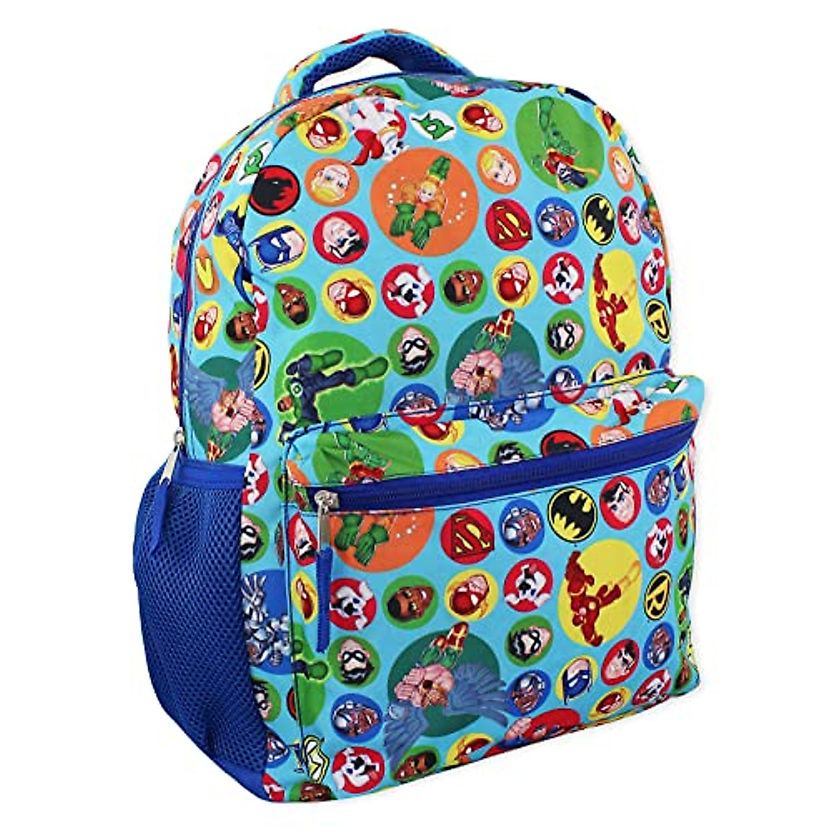 DC Super Friends Boys Girls 16" School Backpack (One Size, Blue)