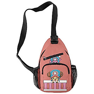 HANDAFA Unisex Single Shoulder Bag Aniem One Piece Cosplay Sling Backpack Casual Daypack(Pink Chopper)