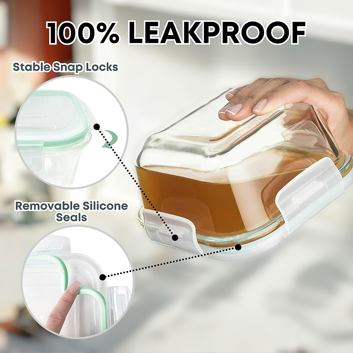 Extra Large Glass Food Storage Containers with Airtight Lid 6 Pc [3 containers with lids] Microwave/Oven/Freezer & Dishwasher Safe. BPA/PVC Free X-Large/Large/Medium Size Reusable Square container set