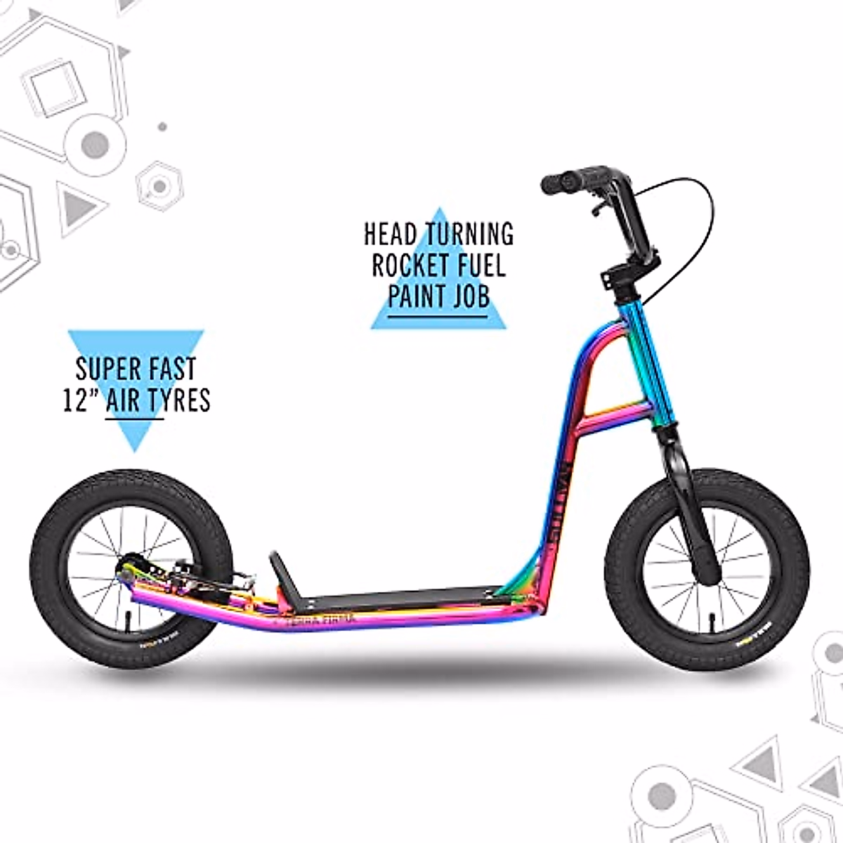 SULLIVAN Terra Firma All-Terrain BMX Scooter, Premium Quality, Push Scooter for Ages 6 to 12 Years, Kick Scooter, 12 inch Wheels, Fast Rolling Tires, Powerful Brake, Comfortable Grips, Safety Pad