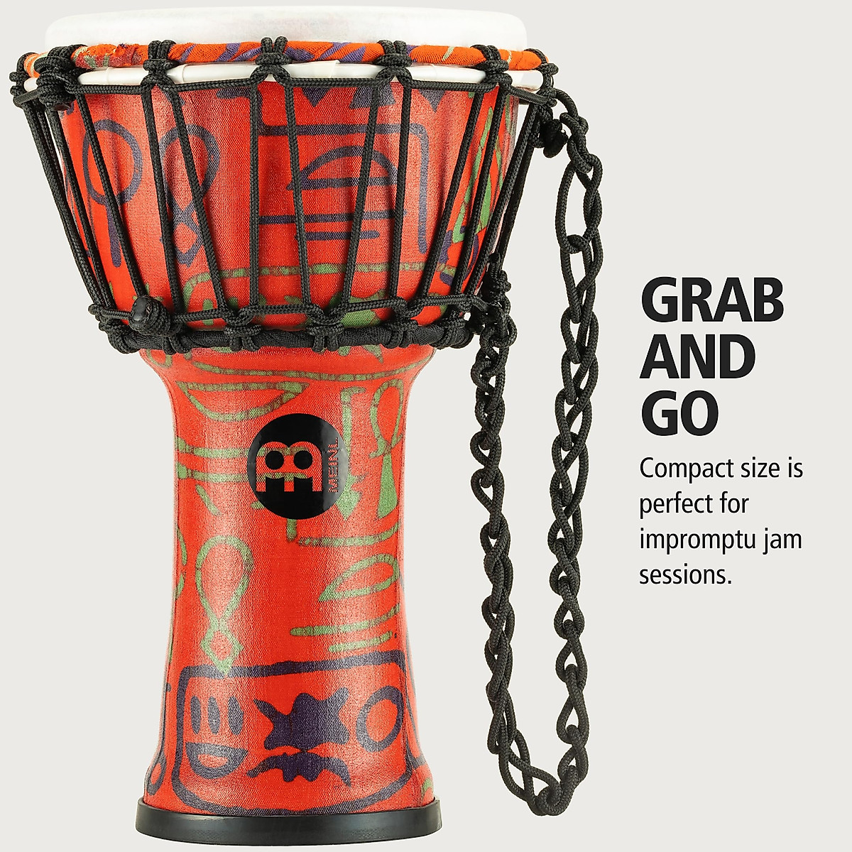 Meinl Percussion Junior Djembe Hand Drum Circle Instrument, Synthetic Shell and Head — NOT Made in China — Compact Size Rope Tuned, 2-Year Warranty (JRD-PS)