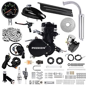 PNKKODW 80cc Bicycle Engine Kit 2-Stroke Gas Motorized Bike Motor Kit 26" 28" Bicycle Motor Engine Kit Upgrade with Speedometer