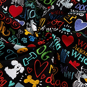 Timeless Treasures I Love My Dog Words Black, Quilting Fabric by the Yard