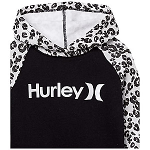 Hurley Girls' One and Only Pullover Hoodie, Black Cheetah, Medium