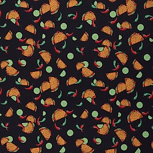 Mook Fabrics Cotton 2024 Tacos, Black Cut by The yard