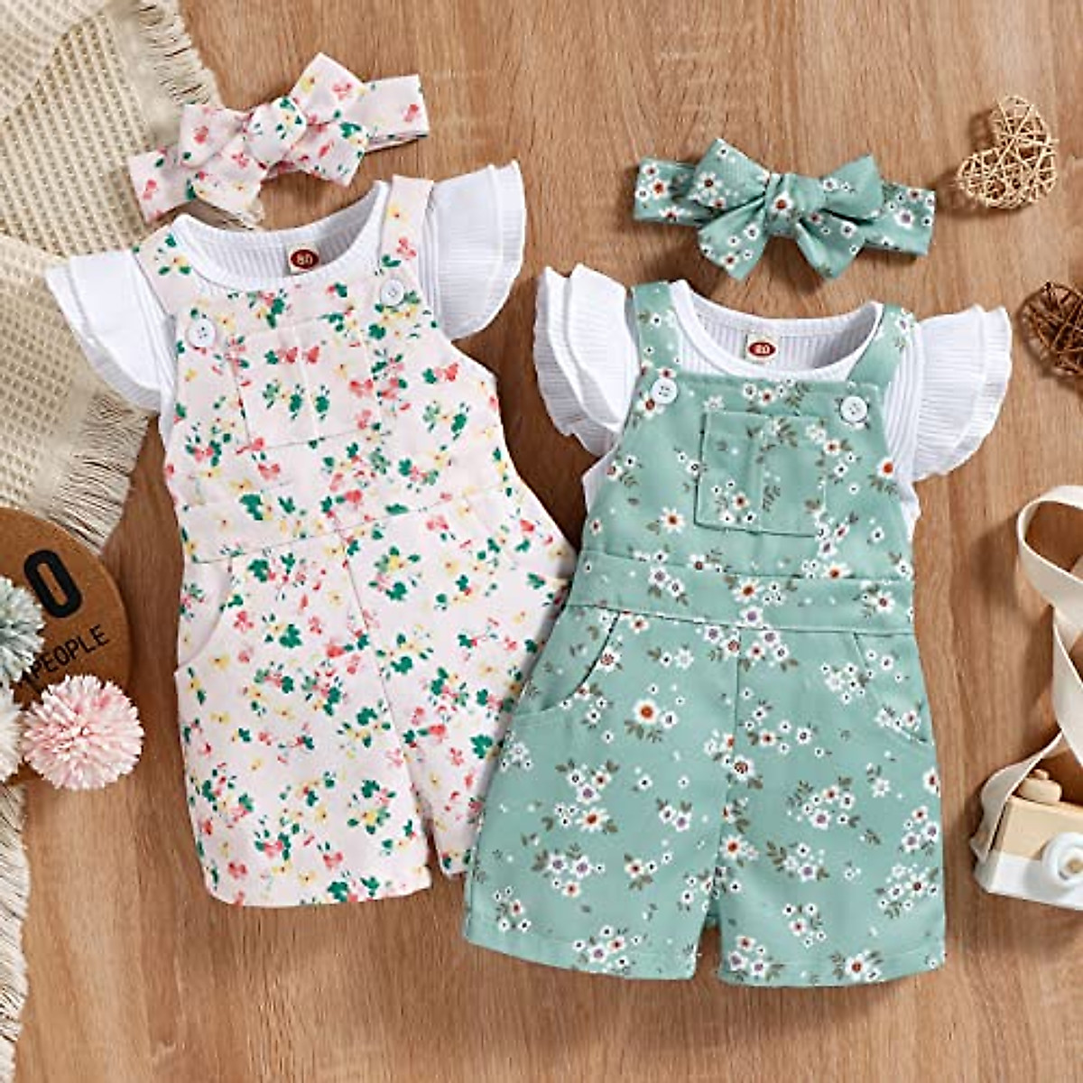 SGAOGEW Toddler-Clothes-Ruffled-Top Girls Outfits Print Letter Ruffles Tops+Sunflower Baby Shorts+Headbands Girls Outfits Set