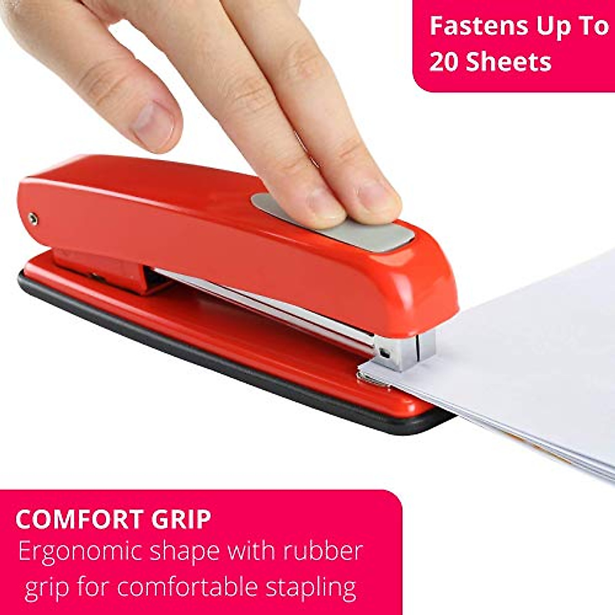 Mr. Pen- Stapler with Staples, Red Stapler, 1000 Staples, Staplers for Desk, Staplers Office, Office Stapler, Desk Stapler, Metal Stapler, Standard Stapler, Stapler and Staple, Stapler Office Supplies